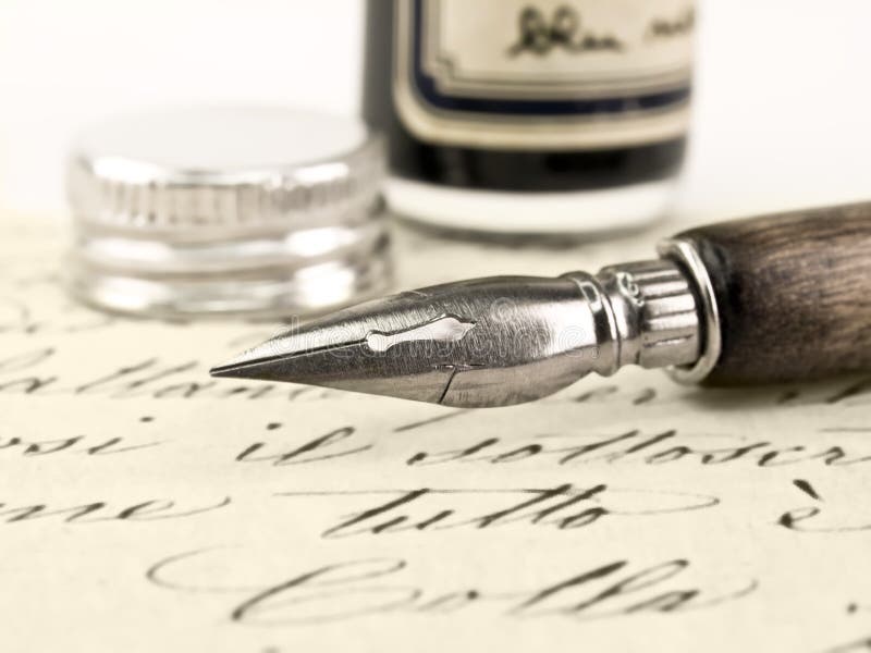 Old Pen and Retro Calligraphy. Stock Image - Image of graph, culture ...