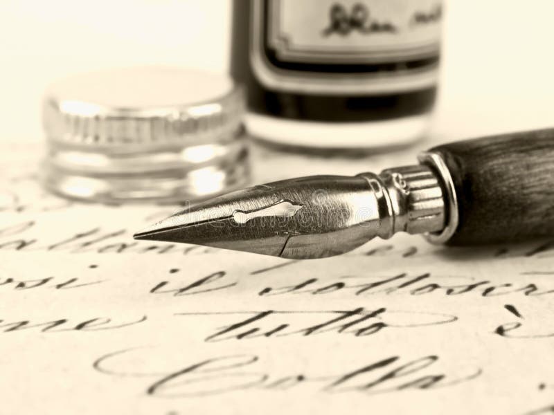 Old Pen and Retro Calligraphy. Stock Image - Image of graph, culture ...