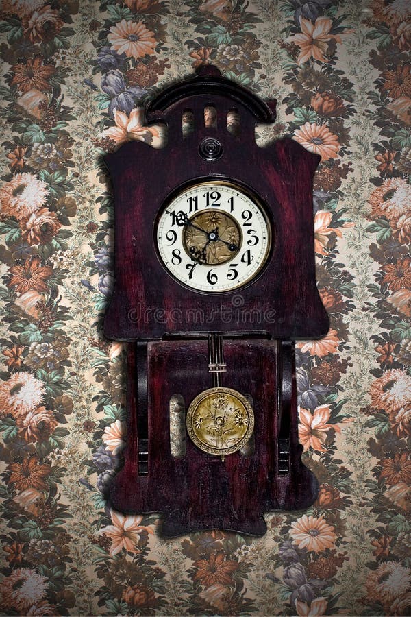 Old pendulum clock stock photo. Image of brown, floral - 51320724