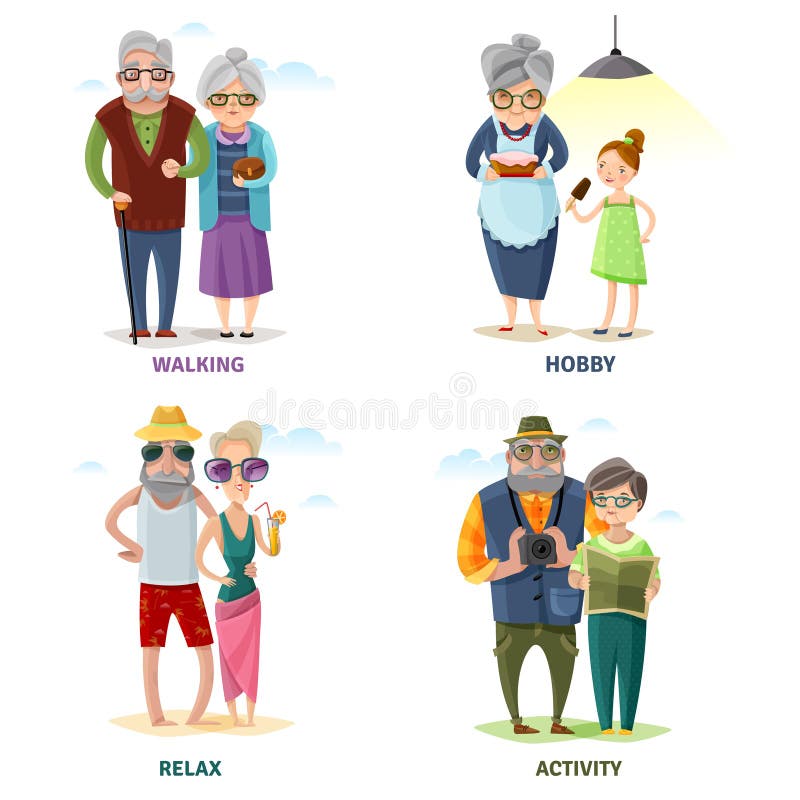 Old People Cartoon Collection Stock Vector - Illustration of pensioner ...