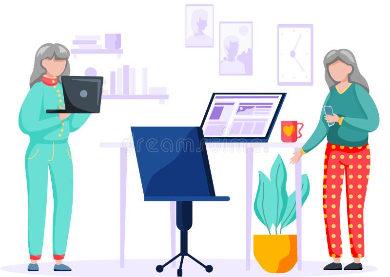 Old People with Computer, Elderly Woman Working with Technology and ...