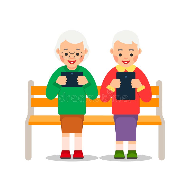 Old People Sitting On The Sofa Sit Elderly Woman And Man Stock Vector