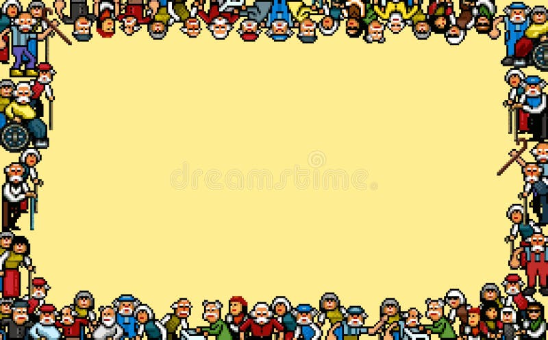 Crowd people border frame stock illustration. Illustration of friends ...