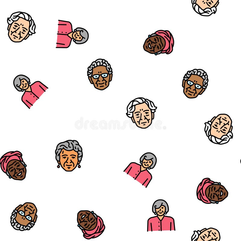 Old People Senior Happy Mature Seamless Pattern Vector Stock ...