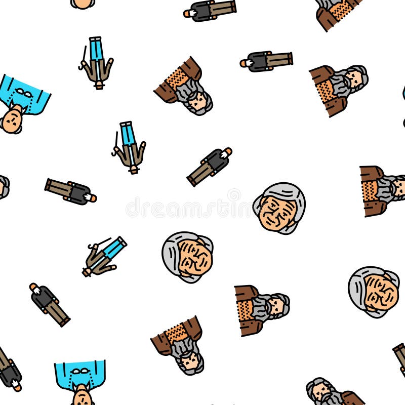 Old People Senior Happy Mature Seamless Pattern Vector Stock Vector ...