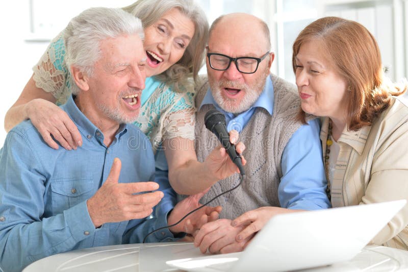 Old People Sing at the Table Stock Image - Image of happy, white: 93679545