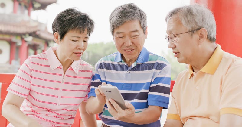Old People Use Phone Happily Stock Photo - Image of people, media ...