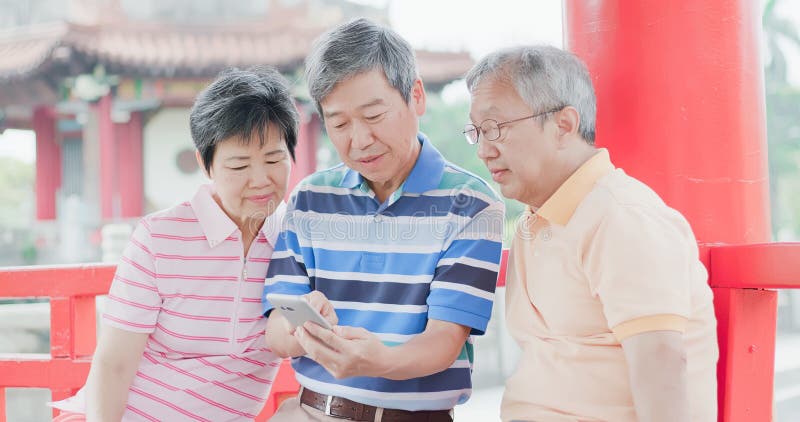 Old People Use Phone Happily Stock Image - Image of male, elderly ...