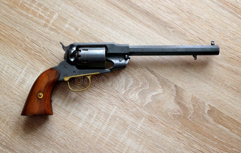 Old percussion revolver stock image. Image of wood, defense - 81194629