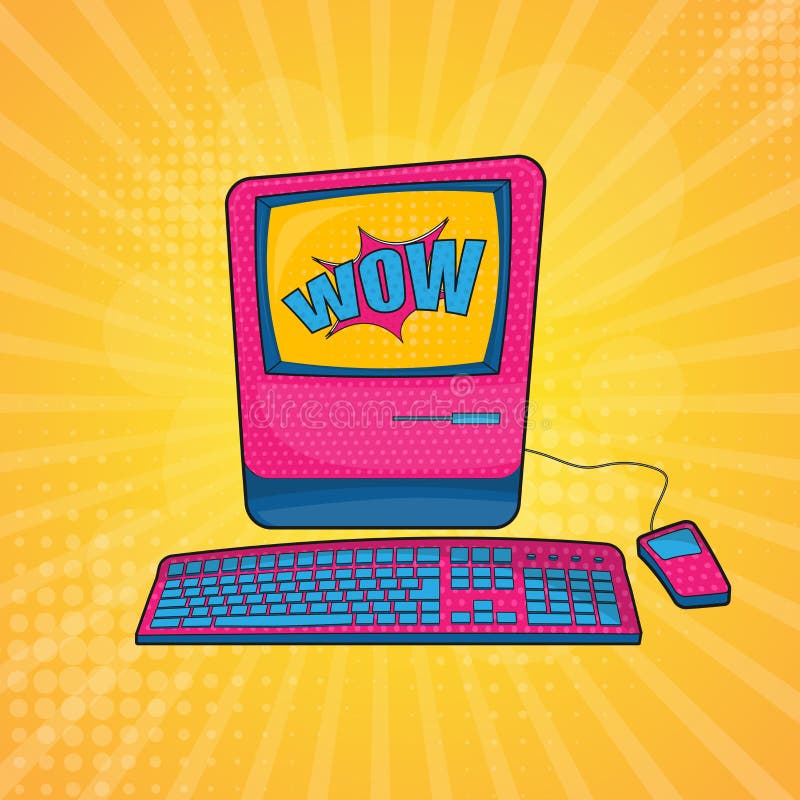 Old Personal Computer Vector Illustration, Retro Stock Illustration ...