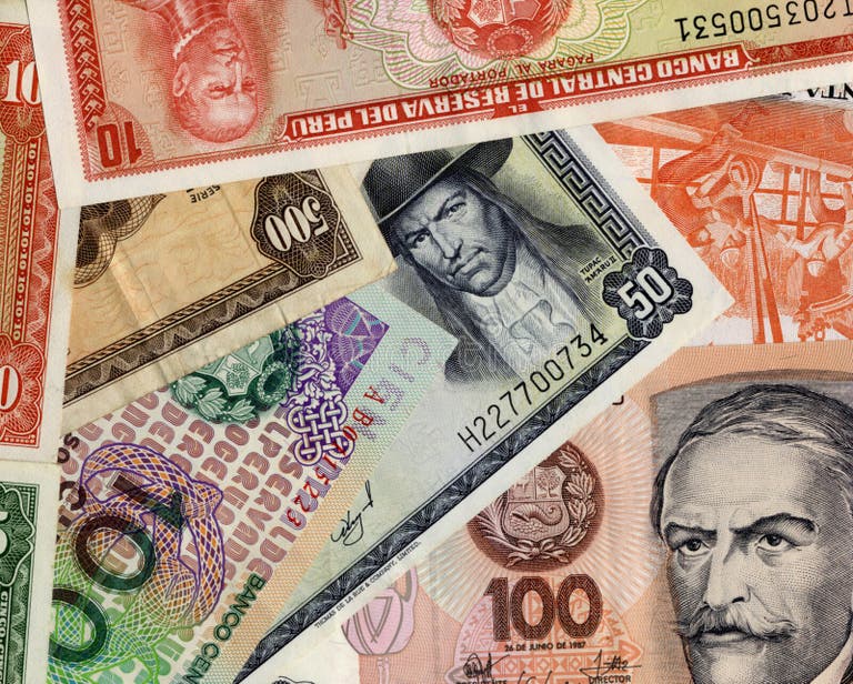 Old peruvian banknotes stock image. Image of inca, treasure - 9124015