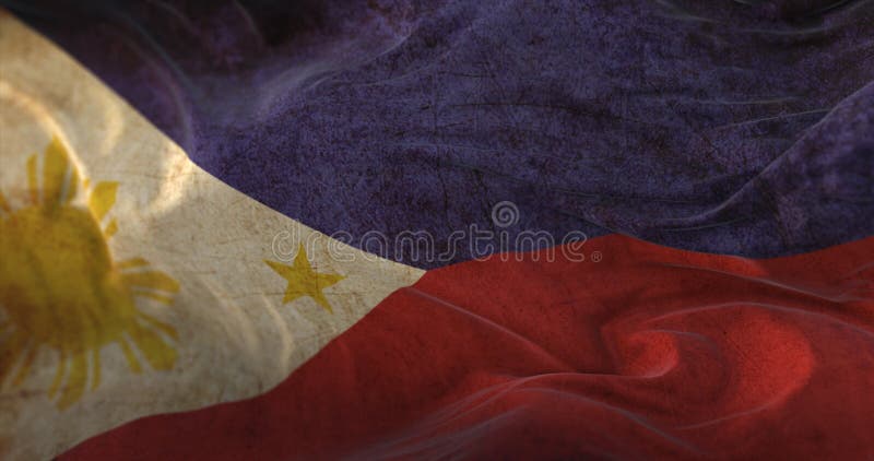 Old Philippines Flag Waving Stock Illustration - Illustration of region ...