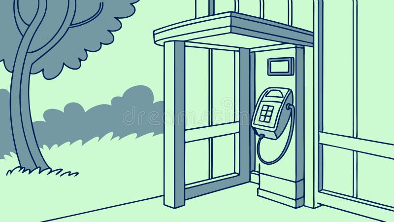 Old Phone Booth in Forest Landscape Vector Illustration, Vector Design ...