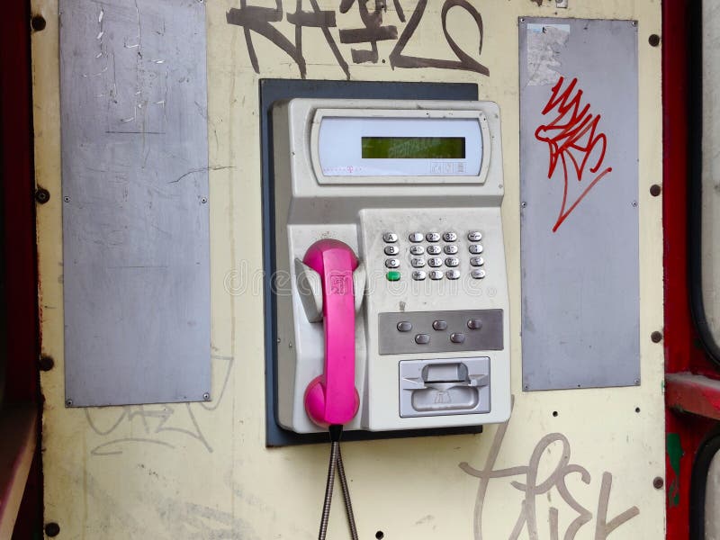 Old Phone Inside a Phone Box Editorial Stock Photo - Image of iron ...