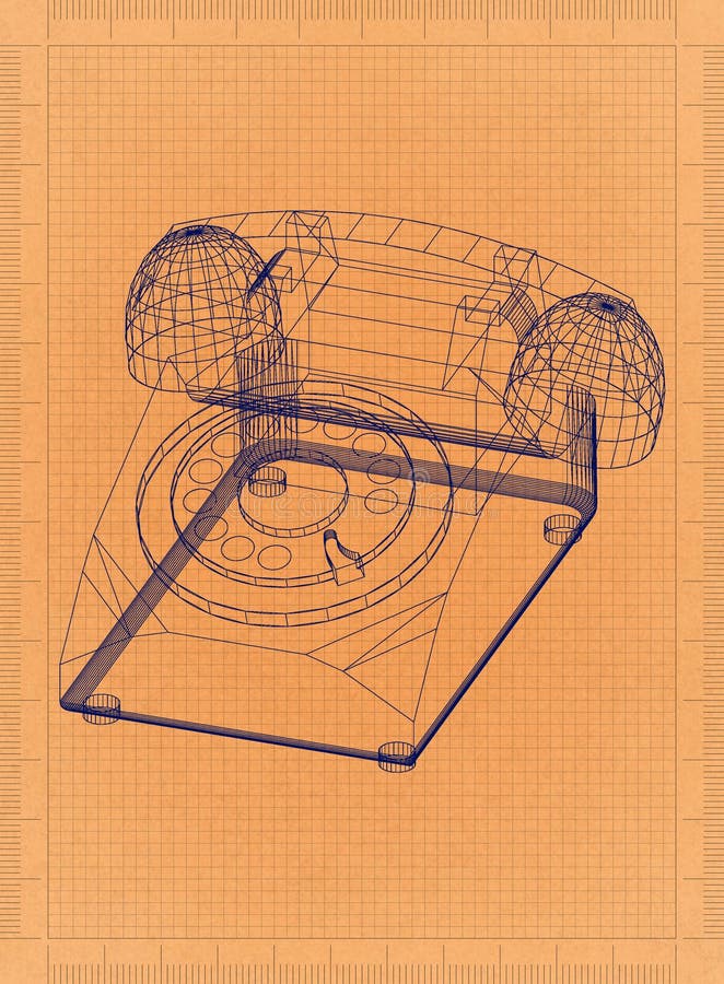 Classic Phone Architect Blueprint Stock Illustration - Illustration of ...