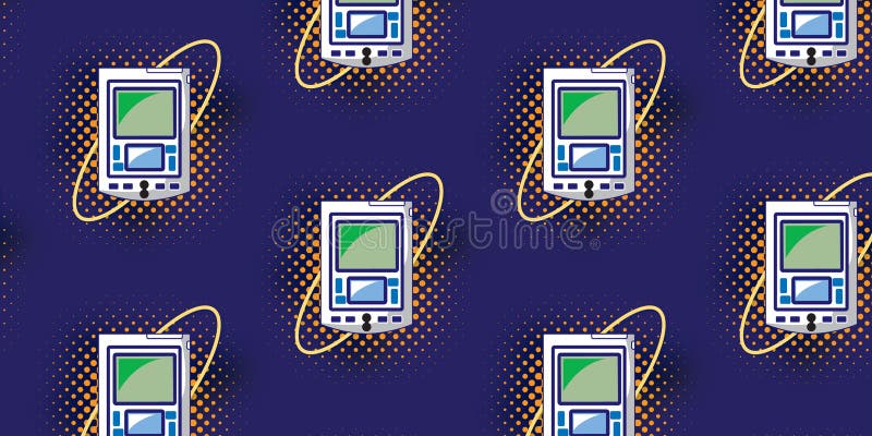 Old Phone Seamless Pattern Vector Illustration - Vector Patterned Set ...