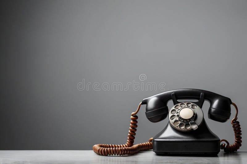Old phone on the table stock illustration. Illustration of black ...