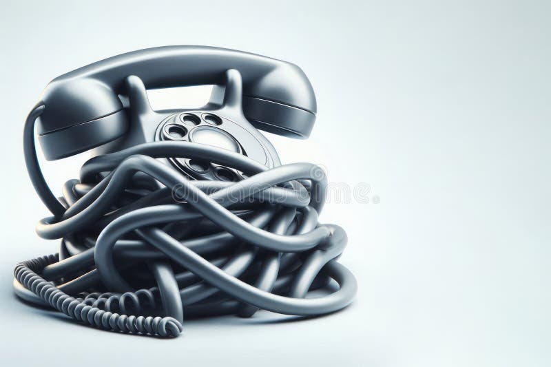 An Old Phone with a Tangled Wire. Space for Text. Stock Image - Image ...