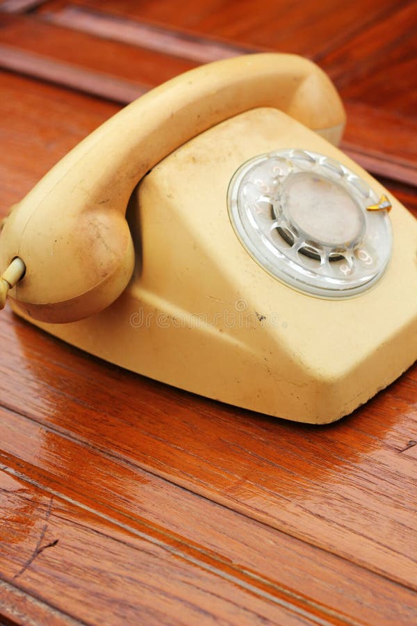 Old Phone Vintage Style on the Wooden Floor. Stock Image - Image of ...