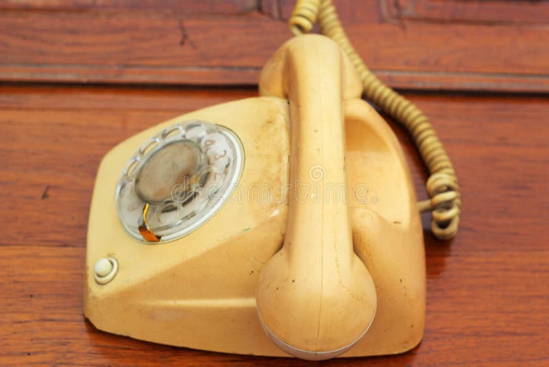 Old Phone Vintage Style on the Wooden Floor. Stock Image - Image of ...