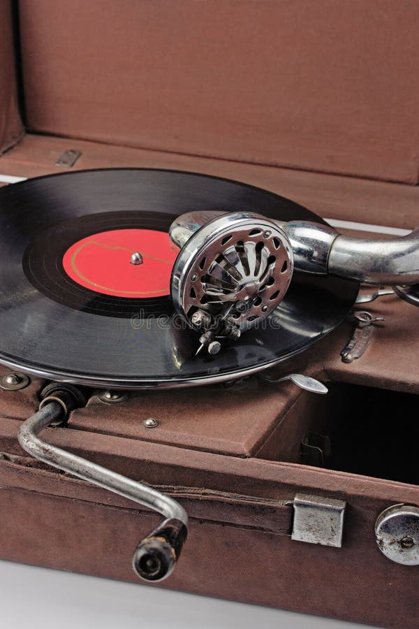 Old Phonograph and Vinyl Record Stock Photo - Image of listen ...