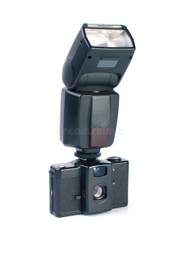 Old photo camera and flash stock image. Image of flash - 19563797