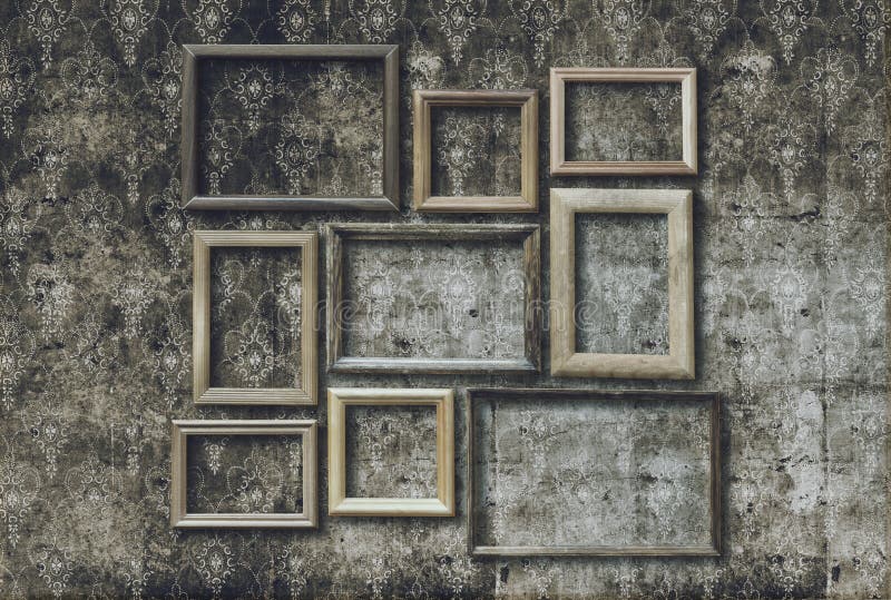 Photo frames on wall stock photo. Image of frames, background - 163882578