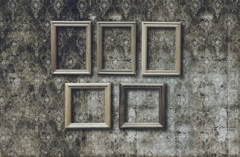 Photo frames on wall stock image. Image of rustic, pattern - 180516959