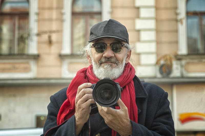 Old photographer stock photo. Image of lens, focus, scarf - 81836546