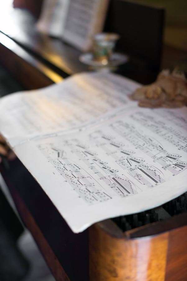 Old piano with notes. stock image. Image of closeup, performance - 51177597