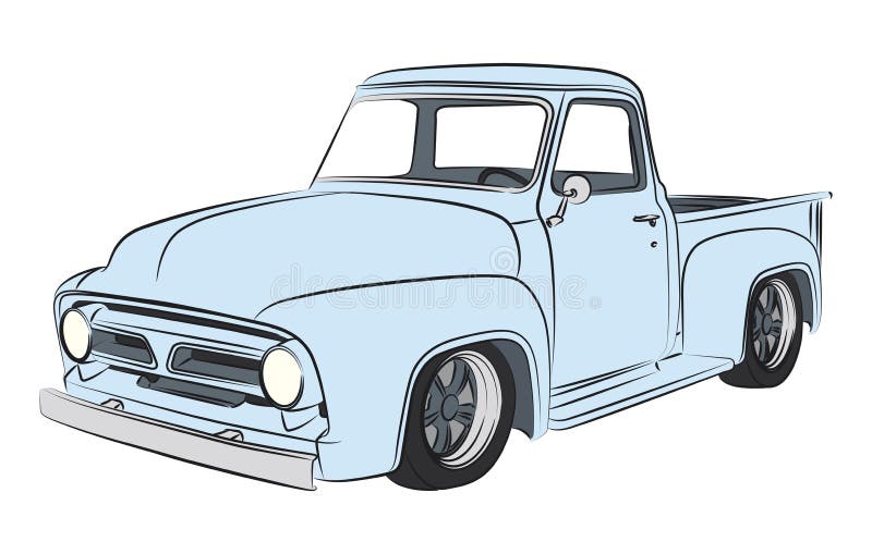 Old Pickup Coloured Drawing Stock Illustration - Illustration of pickup ...