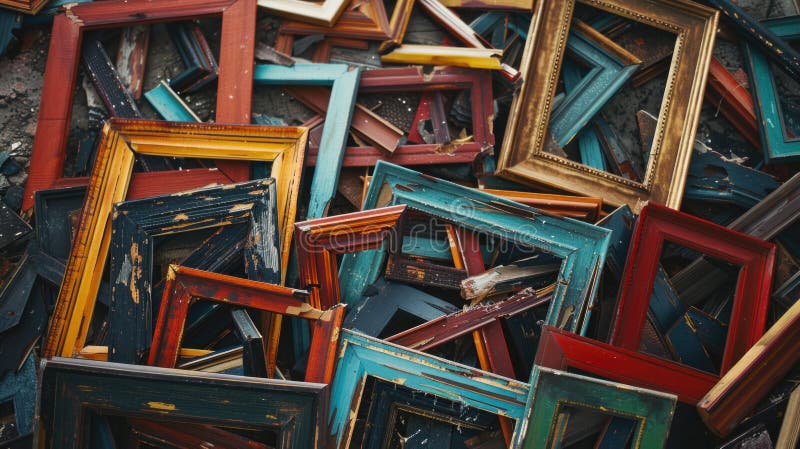 Old Picture Frames Stack stock photo. Image of decorative - 378017614