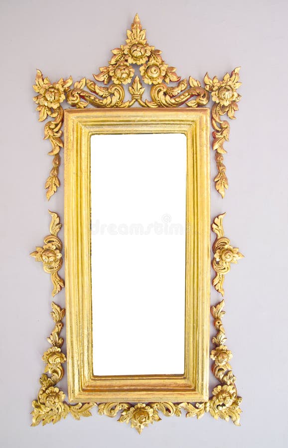 Old Classic Golden Picture Frame with Clipping Path Stock Image - Image ...