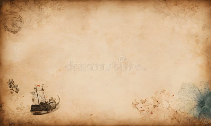 An Old Piece of Paper with a Ship on it Stock Photo - Image of ...