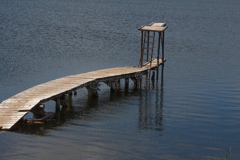 Old pier on the water. stock photo. Image of tranquil - 96896402