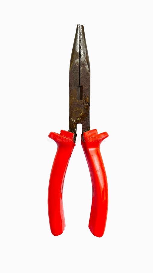 Old Pilers with Red Handles. Vintage Tool Isolated on White Background ...