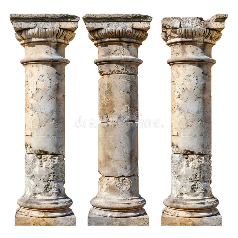 Old Pillar Set, Isolated Against a Transparent Background Stock ...