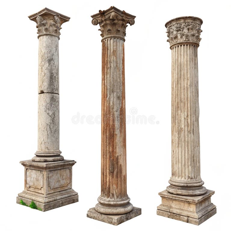 Old Pillar Set Isolated on Transparent Background Stock Illustration ...