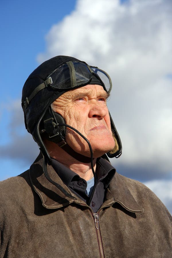 Old Pilot Looking To the Sky Stock Image - Image of person, jacket: 7697637