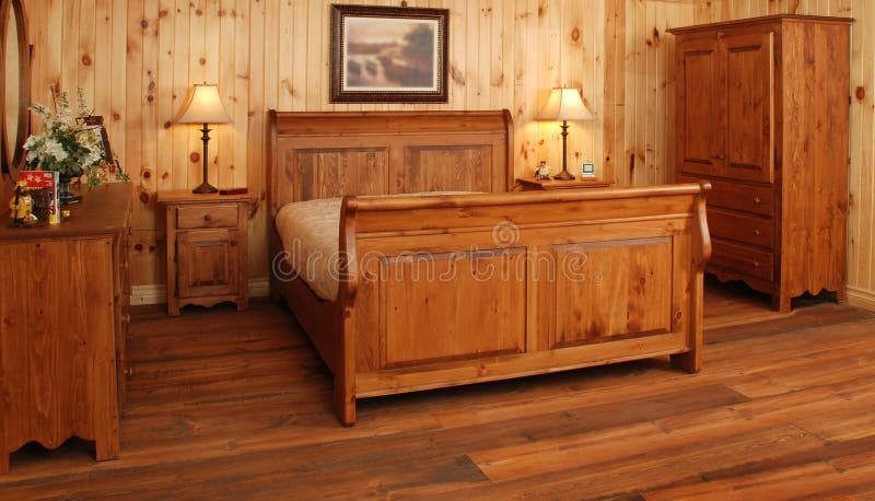 Old pine wood Bedroom set stock image. Image of cooking - 5154267