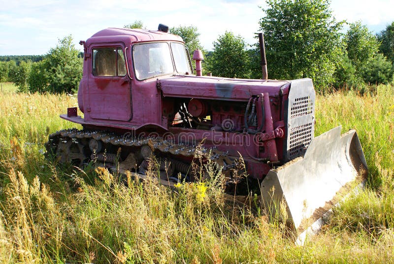 Old pink bulldozer stock photo. Image of bulldozer, power - 6458658