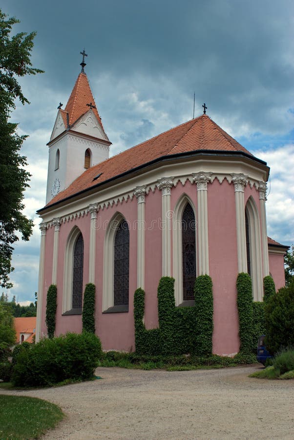 Old Pink Church, Dramatic Sky, Overgrown with Ivy Stock Photo - Image ...