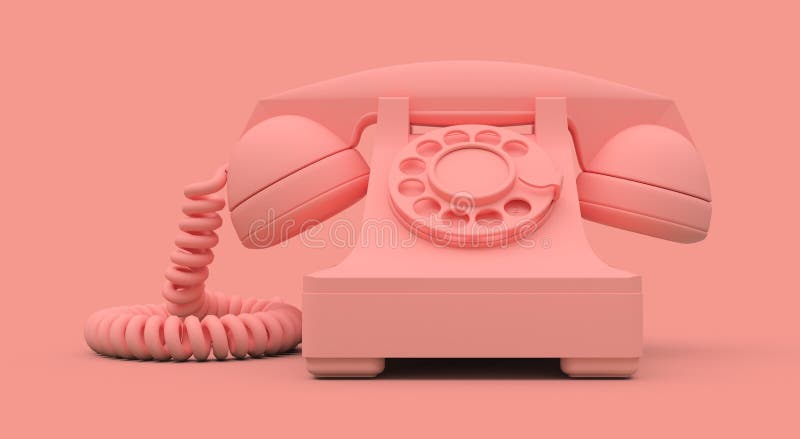 Old Pink Dial Telephone on a Pink Background. 3d Illustration. Stock ...