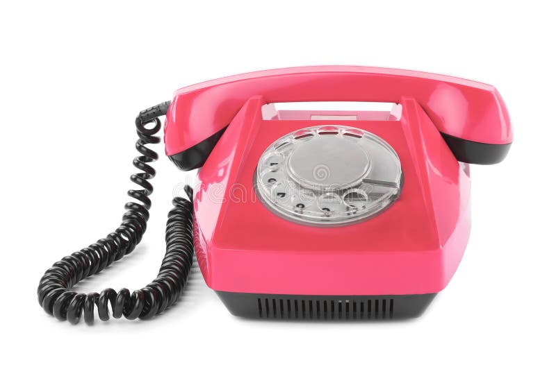 Old Pink Telephone Rotary Dial Isolated White Stock Photos - Free ...