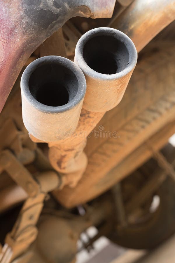 Rusty Dirty Exhaust Pipe Of An Old Car Stock Photo - Image of smoke ...