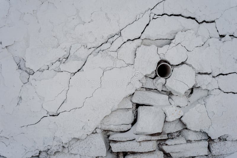 Old Pipe and Cracked White Plaster Wall Stock Image - Image of antique ...