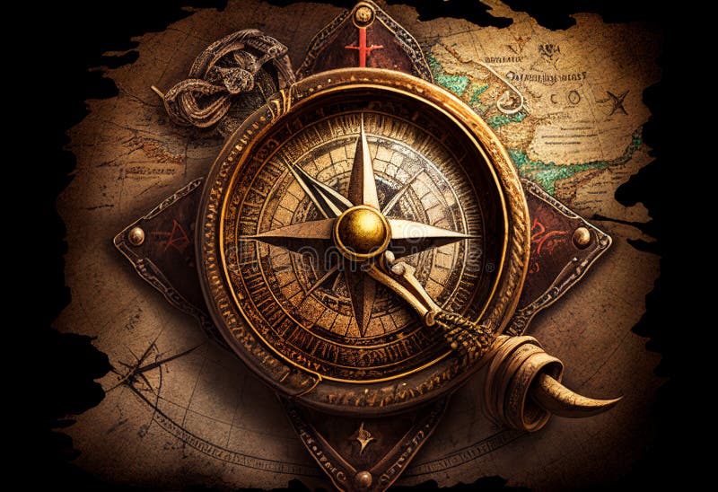 Old Pirate Compass. AI Generated Stock Illustration - Illustration of ...