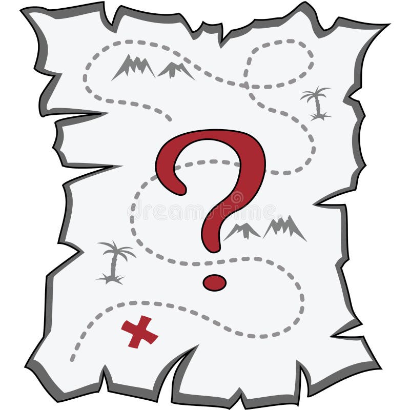 Old Pirate Map with a Big Question Mark, Isolated Stock Illustration ...