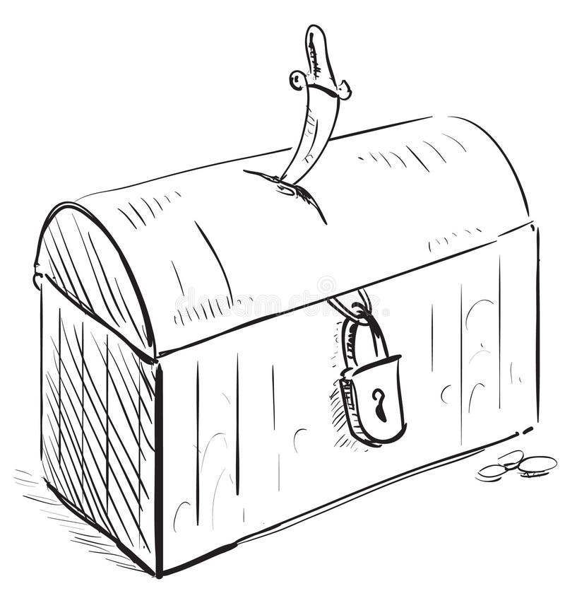 Old Pirate Treasure with Lock and Dagger Stock Vector - Illustration of ...