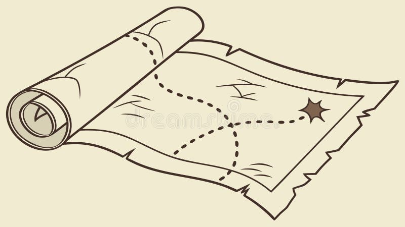 Old Pirate Treasure Map on a Scroll. Adventure and Exploration. Vector ...